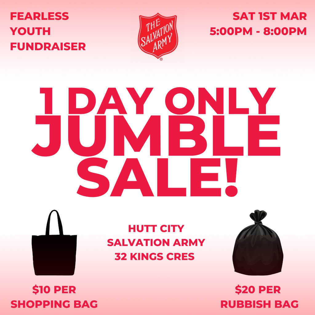 1 Day Only Jumble Sale | Salvation Army Hutt City CorpsHutt City Corps